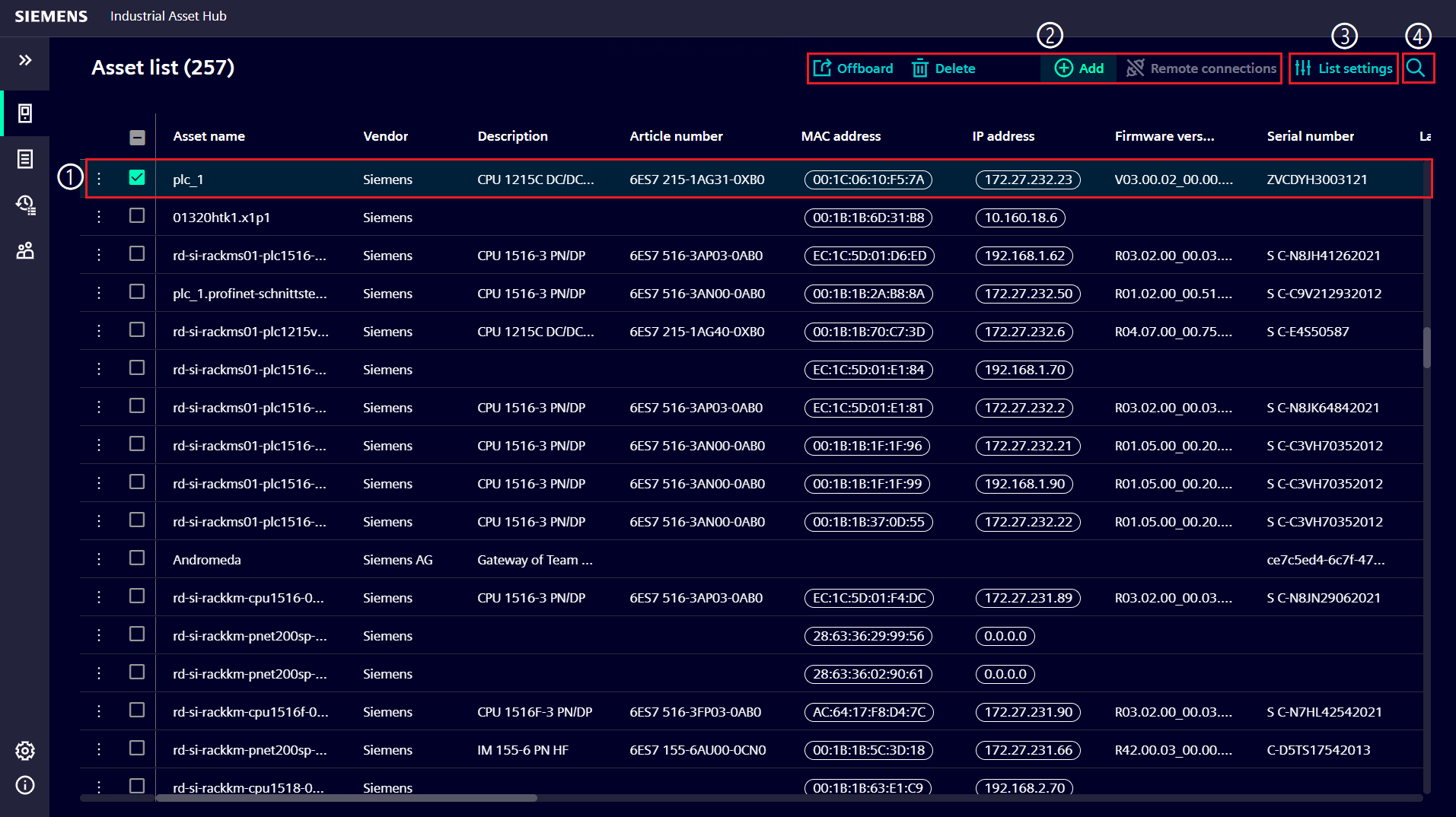 Asset List - IAH User Documentation